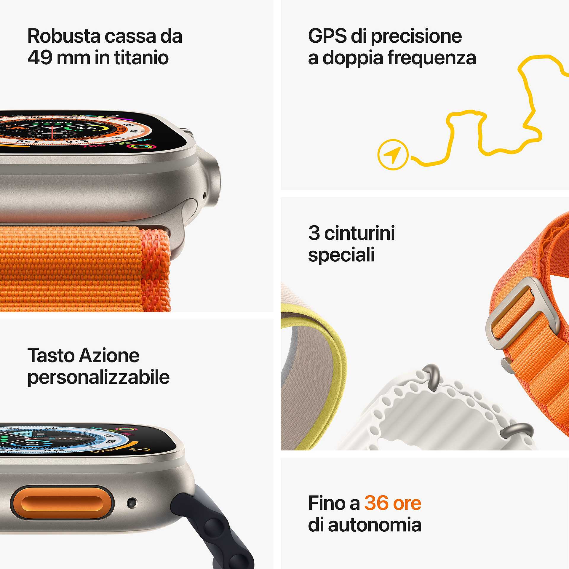 Apple Watch Ultra Smartwatch 49mm GPS + CELL colore Titanium con ...