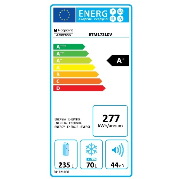 ETM 17210 V Hotpoint/Ariston frigorifero 305 litri classe A+ ventilato ...
